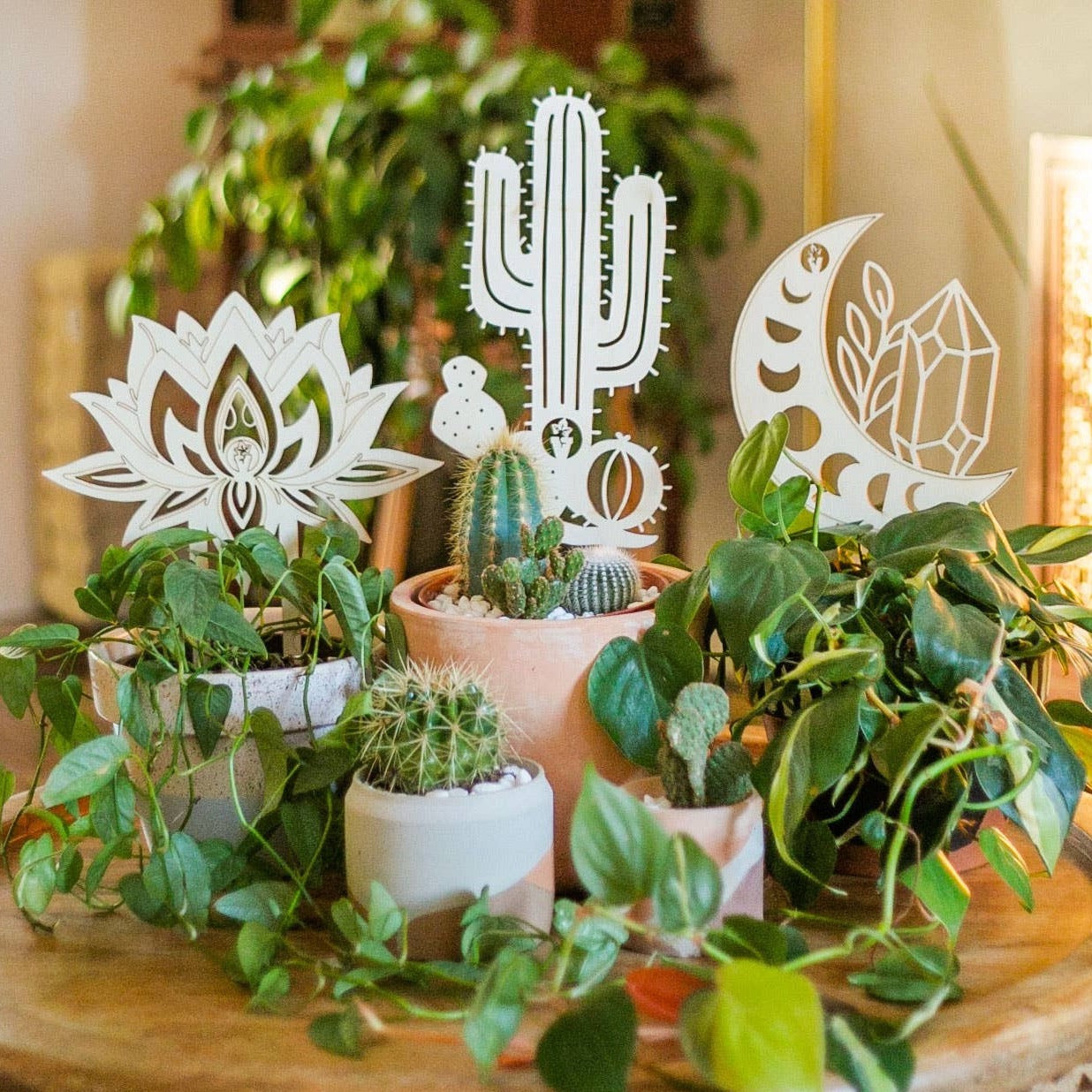 Wooden Plant Decor: 3 Sealed Design Trellis Stakes – The Collective ...